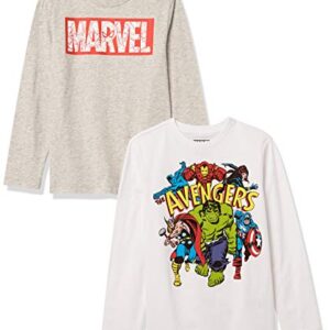 Amazon Essentials Disney | Marvel | Star Wars Boys' Long-Sleeve T-Shirts, Pack of 2, Marvel Avengers, X-Small