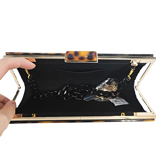 Boutique De FGG Leopard Women Acrylic Clutch Purse Evening Bags Fashion Party Dinner Shoulder Handbags (Medium,Leopard)