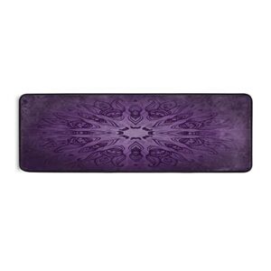 qilmy purple mandala runner rug,anti fatigue comfort floor mats kitchen long rugs for bedroom living room bathroom hallways entryways 72x24inch