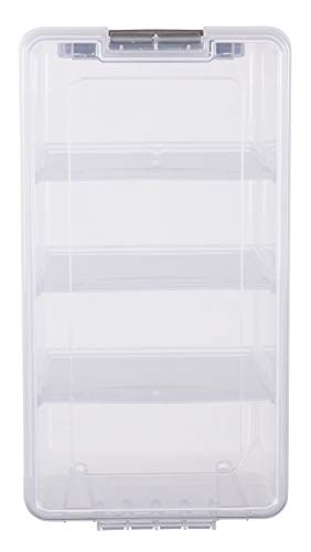 AB Designs 6925ABD Semi Satchel with Removable Dividers, Stackable Home Storage Organization Container, Clear with Sliver Latches and Handle