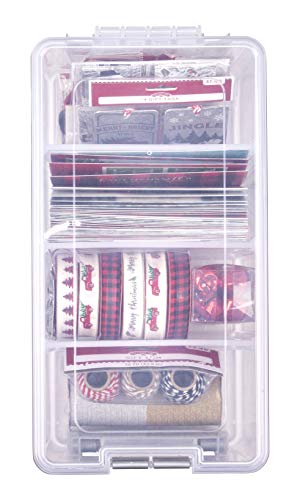 AB Designs 6925ABD Semi Satchel with Removable Dividers, Stackable Home Storage Organization Container, Clear with Sliver Latches and Handle