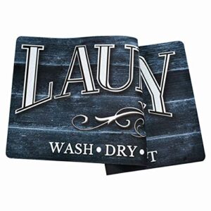 Callerpan Lacomfy Non Slip Laundry Room Rug Waterproof Rubber Kitchen Floor Mat Outdoor Indoor Farmhouse Wood Print Area Rug Novelty Mat Blue,20x48 Inches