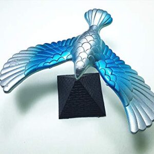 Colorful Office Desk Display Decoration 6.5 Inch Silver Wingspan Balance Birds with Pyramid Stand.