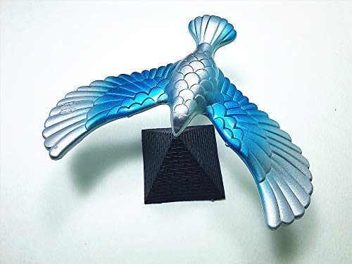 Colorful Office Desk Display Decoration 6.5 Inch Silver Wingspan Balance Birds with Pyramid Stand.