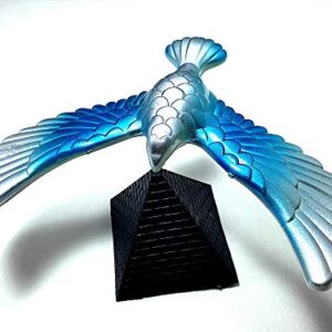 Colorful Office Desk Display Decoration 6.5 Inch Silver Wingspan Balance Birds with Pyramid Stand.