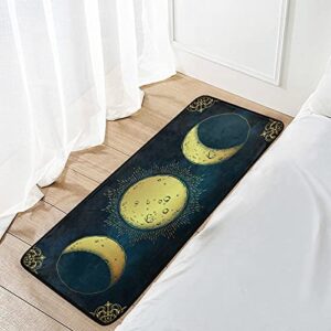 ALAZA Antique Style Moon Phases Area Rug 39 x 20 Inch, Non-Slip Floor Mat Washable Runner Rug for Kitchen Hallway Entryway Living Room Bedroom Dorm Home Decor