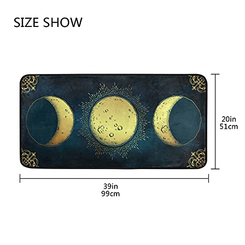 ALAZA Antique Style Moon Phases Area Rug 39 x 20 Inch, Non-Slip Floor Mat Washable Runner Rug for Kitchen Hallway Entryway Living Room Bedroom Dorm Home Decor