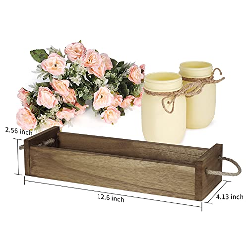 Floral Arrangements Artificial Centerpieces, Centerpieces for Dining Room Table, Mason Jar Decorative Wood Tray with Fake Rose Bouquet Flowers Farmhouse Decor for Living Room Kitchen Table - Pink