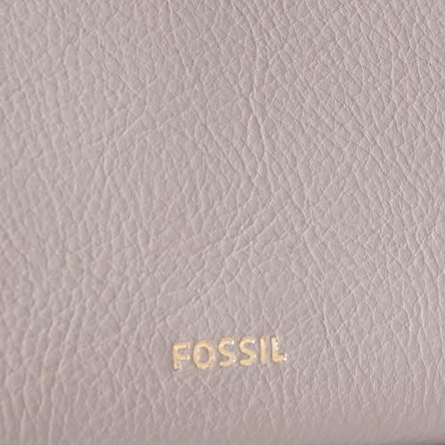 Fossil Women's Logan Eco Leather Wallet RFID Blocking Mid Size Zip with Wristlet Strap, Graystone