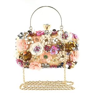 flower evening bag colorful floral clutch purse 3d flower chain handbag for women wedding bridal prom party