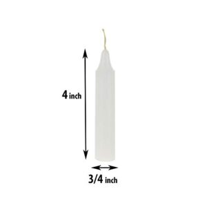 Mega Candles 10 pcs Unscented White Mini Taper Candle, 4 Inch Tall x 3/4 Inch Diameter, Great for Casting Chimes, Rituals, Spells, Vigil, Witchcraft, Wiccan Supplies, Wax Play & More