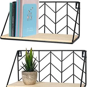 TIMEYARD Floating Shelves Wall Mounted Set of 2 Rustic Arrow Design Wood Storage for Bedroom, Living Room, Bathroom, Kitchen, Office, etc