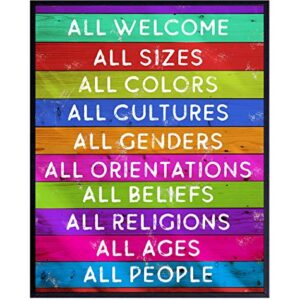 Welcome Sign - Liberal Wall Decor Picture - Gift for LGBTQ, Queer, Gay, Bi, Lesbian, African American, Black, Latino - 8x10 Paper Plaque Art Poster Print for Home, Office, Store, Bar - Unframed