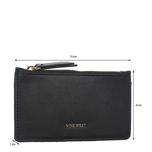 NINE WEST womens Lawson Coin CARD CASE, Black, One Size US