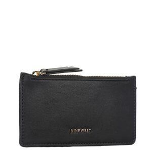 NINE WEST womens Lawson Coin CARD CASE, Black, One Size US