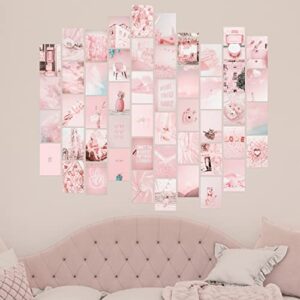 LOVEDMORE Photo Collage Kit Pastel Pink for Wall Aesthetic 50 Pictures | Pink Room Decor Gifts for Girls | Photo Wall Art for Teen Girls Bedroom Decor