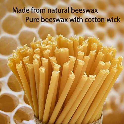 DEYBBY Beeswax Birthday Candles – 100 Count Beeswax Candles - Dripless and Smokeless Eco Beeswax Taper Candles for Home, Dinner, Cake, Prayer, Church, Hanukkah, Christmas…