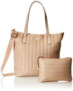 anne klein quilted nylon medium tote, sandstone