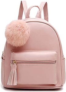 ihayner mini backpack purse for girls teens women purses pu leather pom backpack shoulder bag with charm tassel