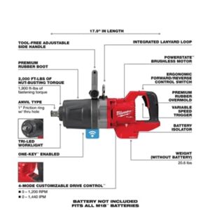 Milwaukee 2868-20 M18 FUEL 1 in. D-Handle High Torque Impact Wrench TOOL ONLY