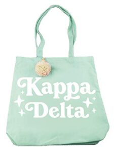 sorority shop kappa delta retro pom pom tote bag