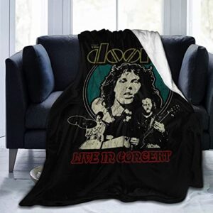 jim morrison the doors flannel throw blanket fringe lightweight cozy ultra soft couch bed sofa chair for kids boys girls adults 80″x60″