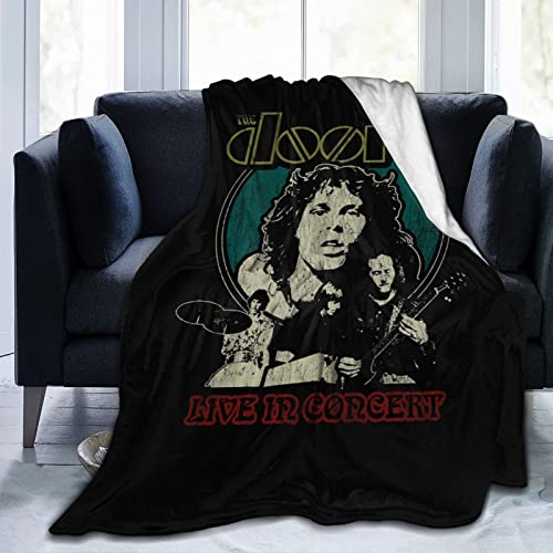 Jim Morrison The Doors Flannel Throw Blanket Fringe Lightweight Cozy Ultra Soft Couch Bed Sofa Chair for Kids Boys Girls Adults 80"X60"