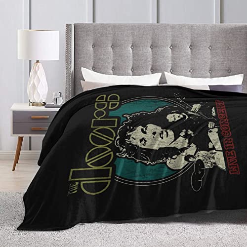 Jim Morrison The Doors Flannel Throw Blanket Fringe Lightweight Cozy Ultra Soft Couch Bed Sofa Chair for Kids Boys Girls Adults 80"X60"