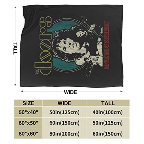 Jim Morrison The Doors Flannel Throw Blanket Fringe Lightweight Cozy Ultra Soft Couch Bed Sofa Chair for Kids Boys Girls Adults 80"X60"