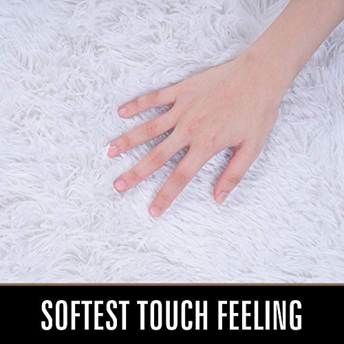 Flagover Super Soft Area Rugs Carpets, Fluffy Shaggy 5x8 White Rugs for Living Room Bedroom Girls Kids Room Furry Plush Carpets New Upgraded Fuzzy Bedside Rugs Fuzzy Home Dorm Decor Floor Mats