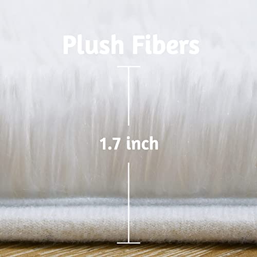 Flagover Super Soft Area Rugs Carpets, Fluffy Shaggy 5x8 White Rugs for Living Room Bedroom Girls Kids Room Furry Plush Carpets New Upgraded Fuzzy Bedside Rugs Fuzzy Home Dorm Decor Floor Mats