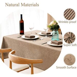 Mebakuk Rectangle Table Cloth Linen Farmhouse Tablecloth Waterproof Anti-Shrink Soft and Wrinkle Resistant Decorative Fabric Table Cover for Kitchen (Oblong 52 x 70 Inch (4-6 Seats), Flaxen)