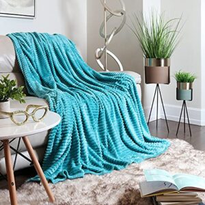 Nestl Throw Blanket for Couch - Cozy Fleece Blanket Throw, Warm Fuzzy Blankets and Throws for Sofa, Fleece Throw Blankets, Teal Soft Blanket, Lightweight Cut Plush Blanket 50x60 inches