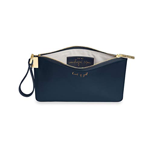 KATIE LOXTON Wonderful Mom Womens Vegan Leather Secret Message Pouch Clutch Navy Blue