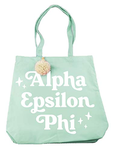 Alpha Epsilon Phi Retro Pom Pom Tote Bag