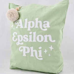 Alpha Epsilon Phi Retro Pom Pom Tote Bag