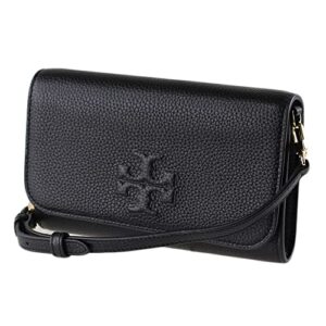 tory burch women’s thea flat wallet crossbody (black)