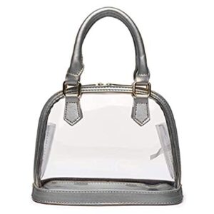 Rullar Women Clear Jelly Top Handle Shoulder Crossbody Bag PVC Handbag Purse Totes Satchel Sliver