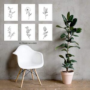 Botanical Plant Wall Art Prints, Minimalist Wall Art, Black and White Wall Art, Plant Wall Decor, Bathroom Wall Decor, Kitchen Wall Decor (Set of 6, 8X10in, Unframed)