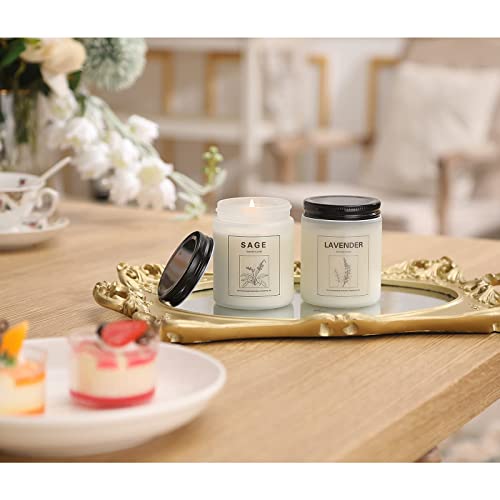 Candles for Home Scented, Sage Candles for Cleansing House & Lavender Candle for Stress Relief Long Lasting Burning Relaxing Aromatherapy Candle Gift Set for Women, Jar Candles 2 Pack