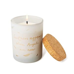 Sorry for Your Loss Gifts Sympathy Candle - “Feathers Appear When Angels are Near” Memorial Candles for Deceased - Loss of Loved One Message Glows Through from Inside Holder. Remembrance, 8oz