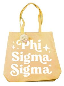 phi sigma sigma retro pom pom tote bag