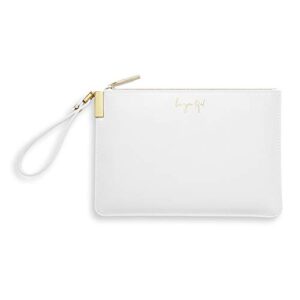 katie loxton be-you-tiful womens vegan leather secret message pouch clutch white