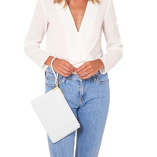 KATIE LOXTON Be-You-Tiful Womens Vegan Leather Secret Message Pouch Clutch White