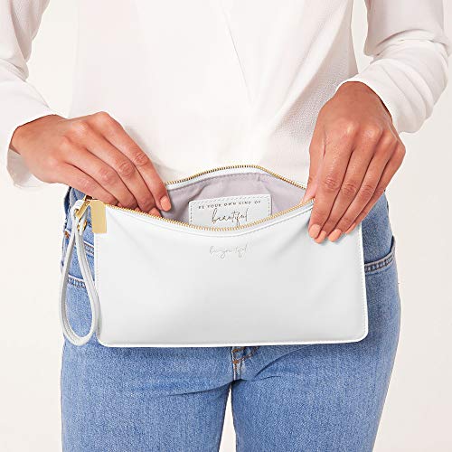 KATIE LOXTON Be-You-Tiful Womens Vegan Leather Secret Message Pouch Clutch White