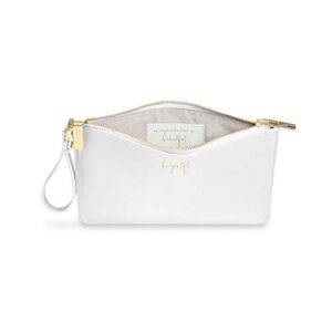 KATIE LOXTON Be-You-Tiful Womens Vegan Leather Secret Message Pouch Clutch White