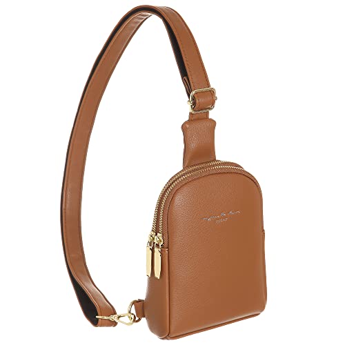 INICAT Small Crossbody Sling Bags Faux Leather Cell Phone Purse for Women Teen Girls(No Touchscreen-brown)