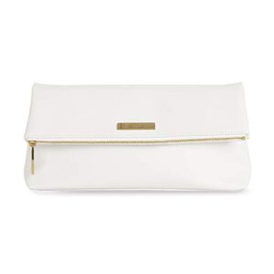 katie loxton alise womens vegan leather zipper fold-over clutch purse white