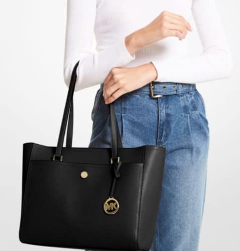 Michael Kors Maisie Large Pebbled Leather 3-IN-1 Tote Bag (Black)