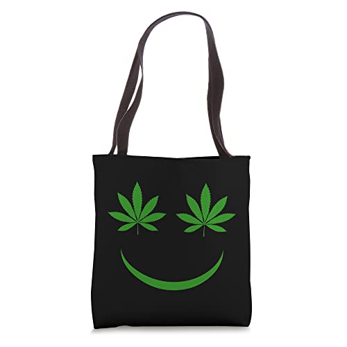 Marijuana Smile Face Smoker Stoner Pothead Happy Weed Tote Bag